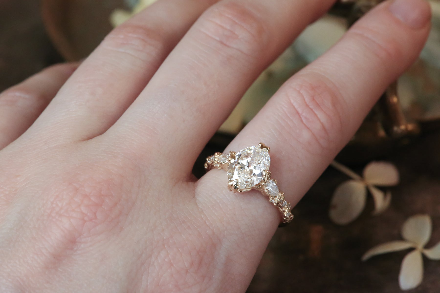 The Belladonna En Trois Heirloom Setting - Three Stone Engagement Ring – The North Way Studio