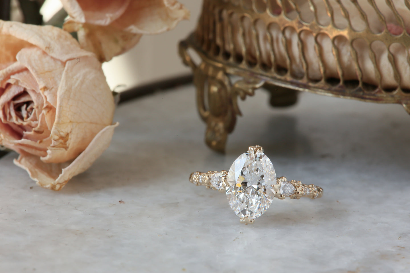 The Belladonna En Trois Heirloom Setting - Three Stone Engagement Ring ...