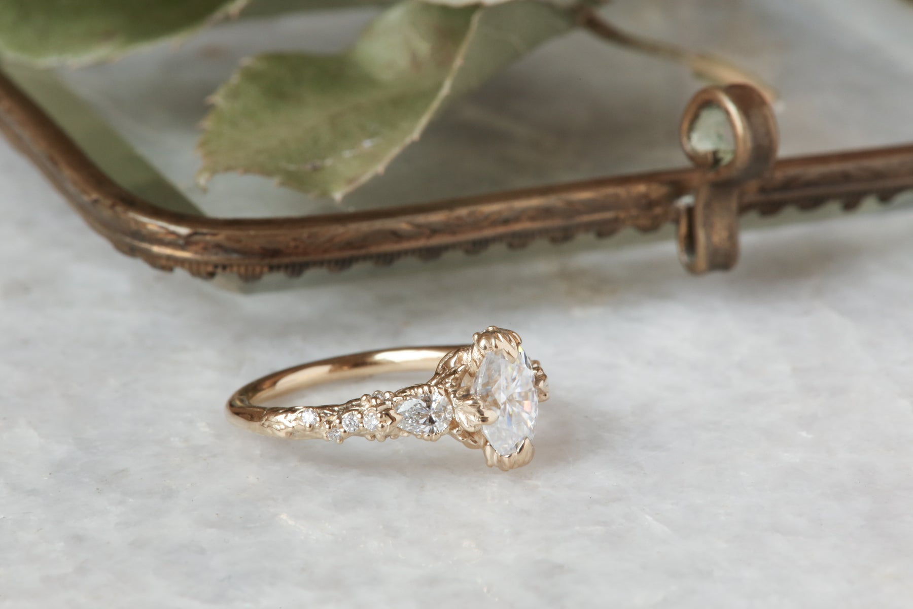 The Belladonna En Trois Heirloom Setting - Three Stone Engagement Ring – The North Way Studio