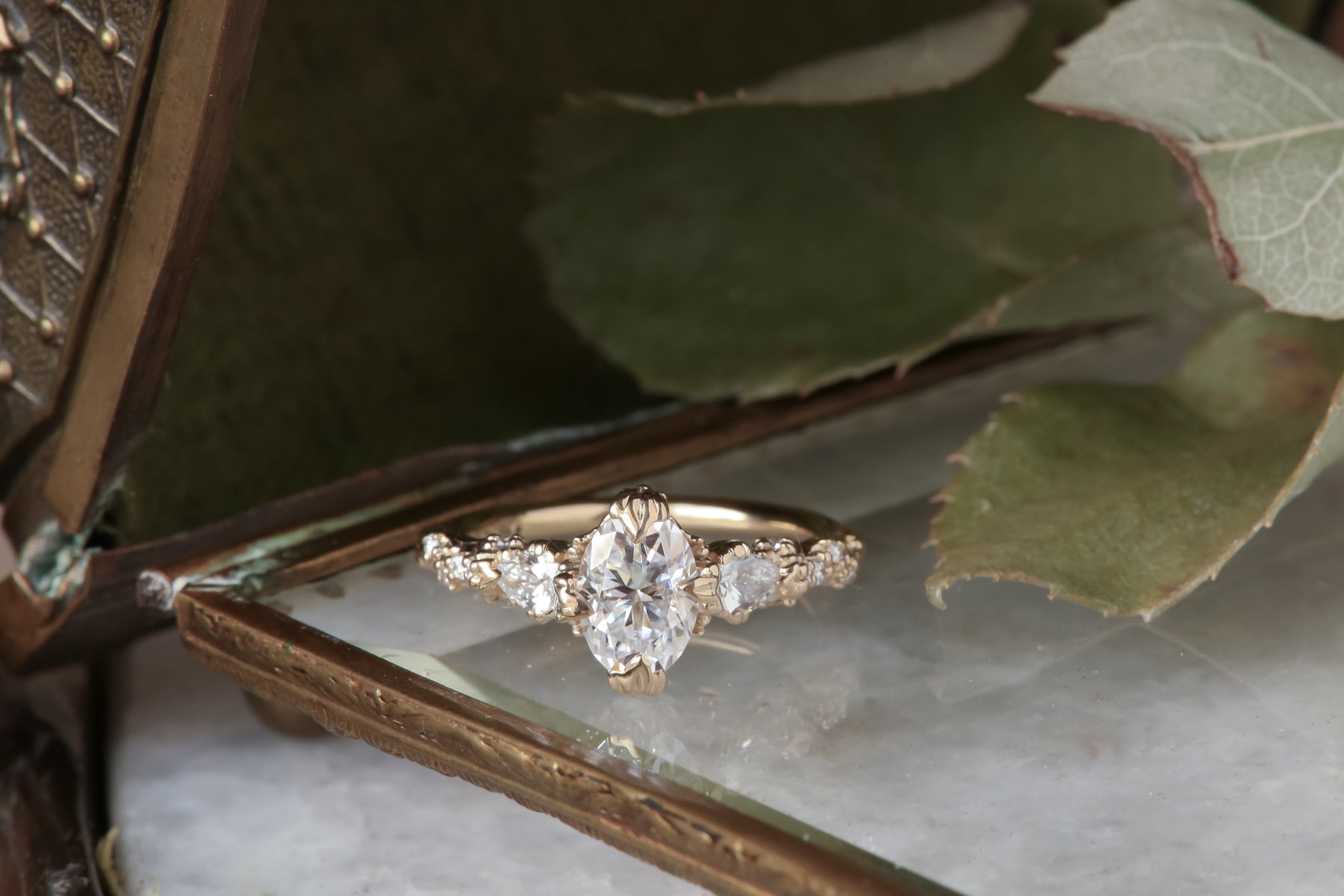 The Belladonna En Trois Heirloom Setting - Three Stone Engagement Ring – The North Way Studio