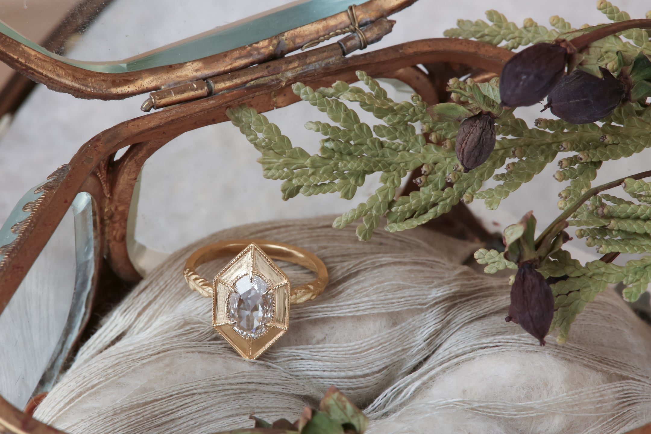 The Helm Ring in Lab Grown Oval Rose Cut Diamond - Ready to Ship – The North Way Studio