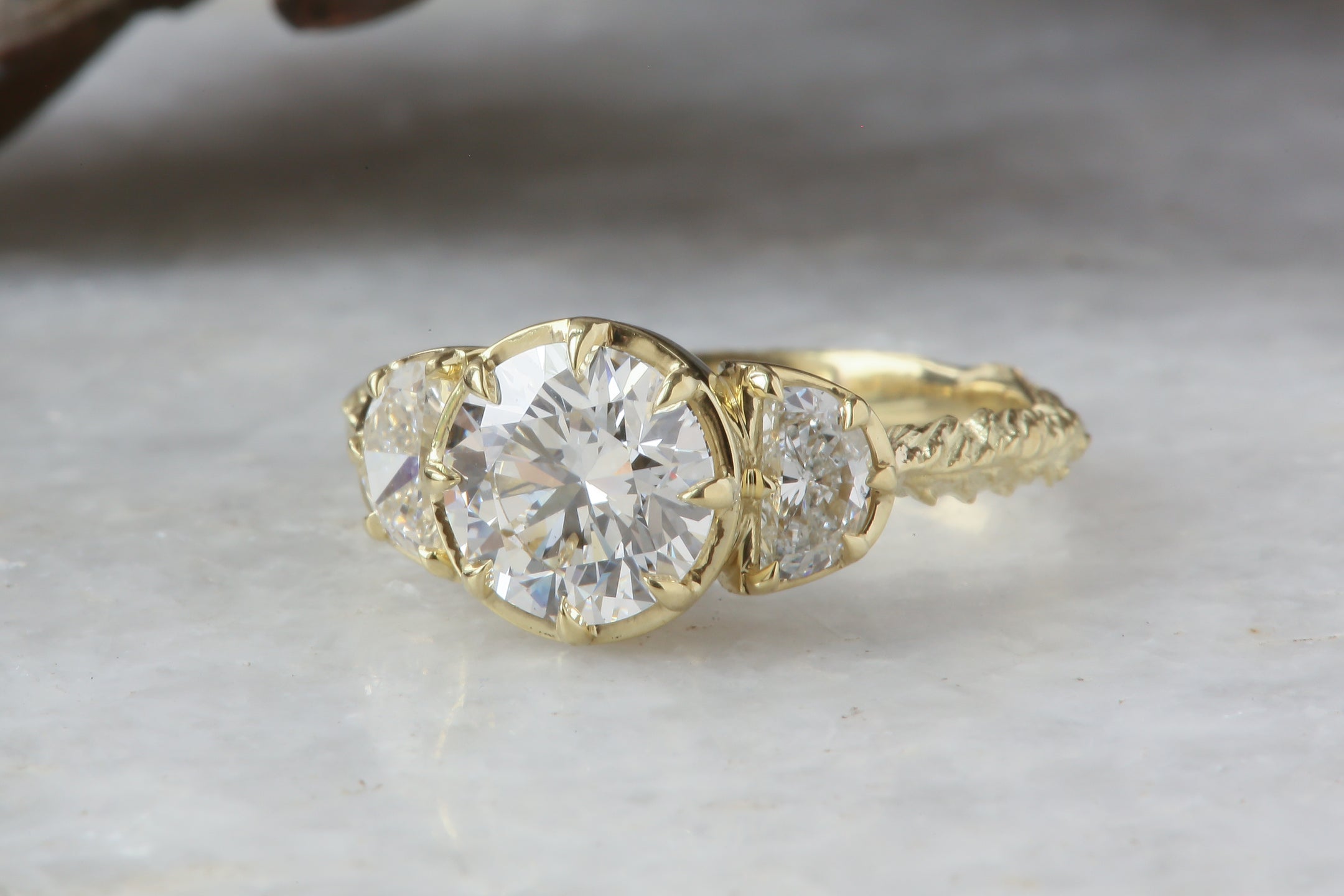 The Sisters Three Heirloom Setting - Three Stone Diamond Engagement Ri ...