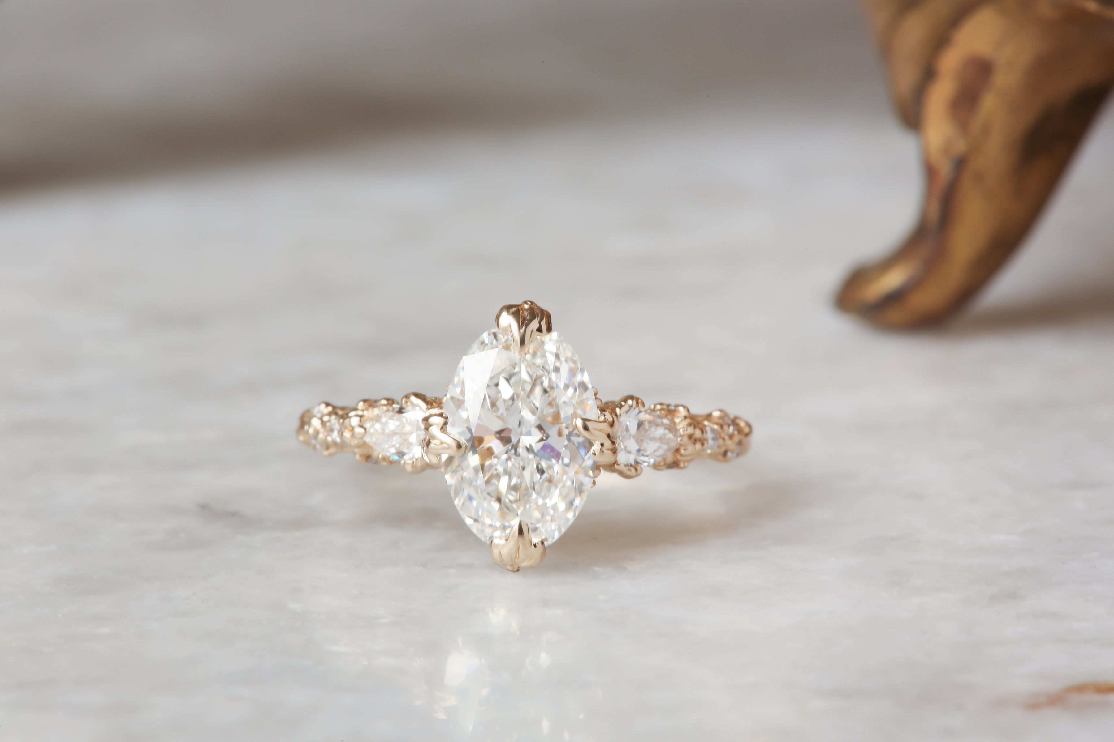 The Belladonna En Trois Ring in Lab Grown Brilliant Cut Oval Diamond - – The North Way Studio