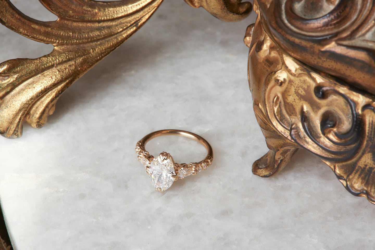 The Belladonna En Trois Ring in Lab Grown Brilliant Cut Oval Diamond - – The North Way Studio