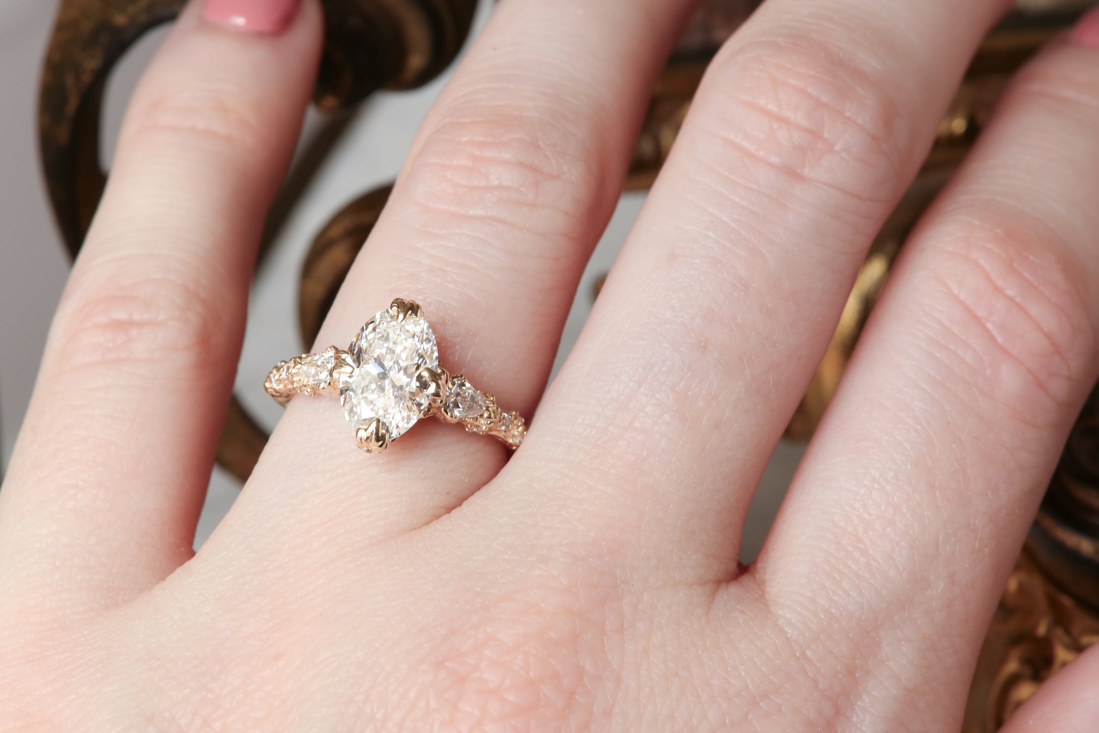 The Belladonna En Trois Ring in Lab Grown Brilliant Cut Oval Diamond - – The North Way Studio